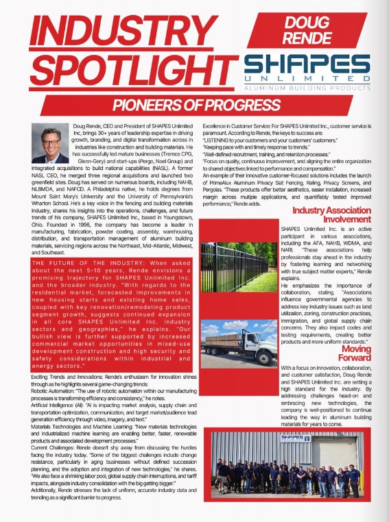 Shapes Unlimited, Inc. | SHAPES featured in The Fence Magazine January ...